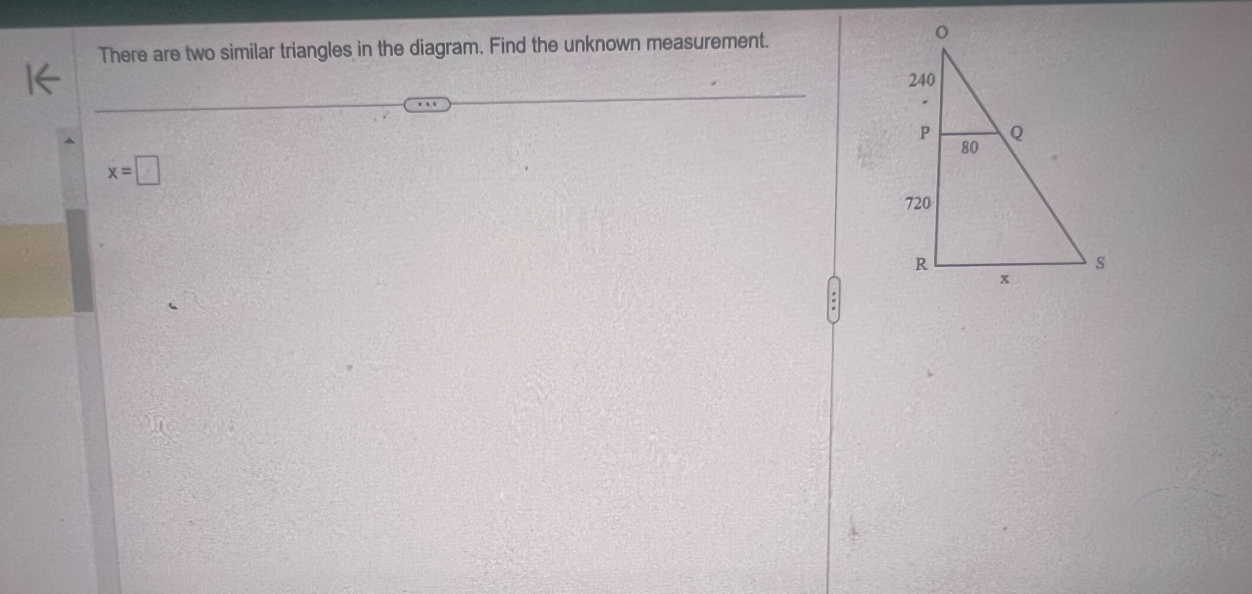 Solved There are two similar triangles in the diagram. Find | Chegg.com