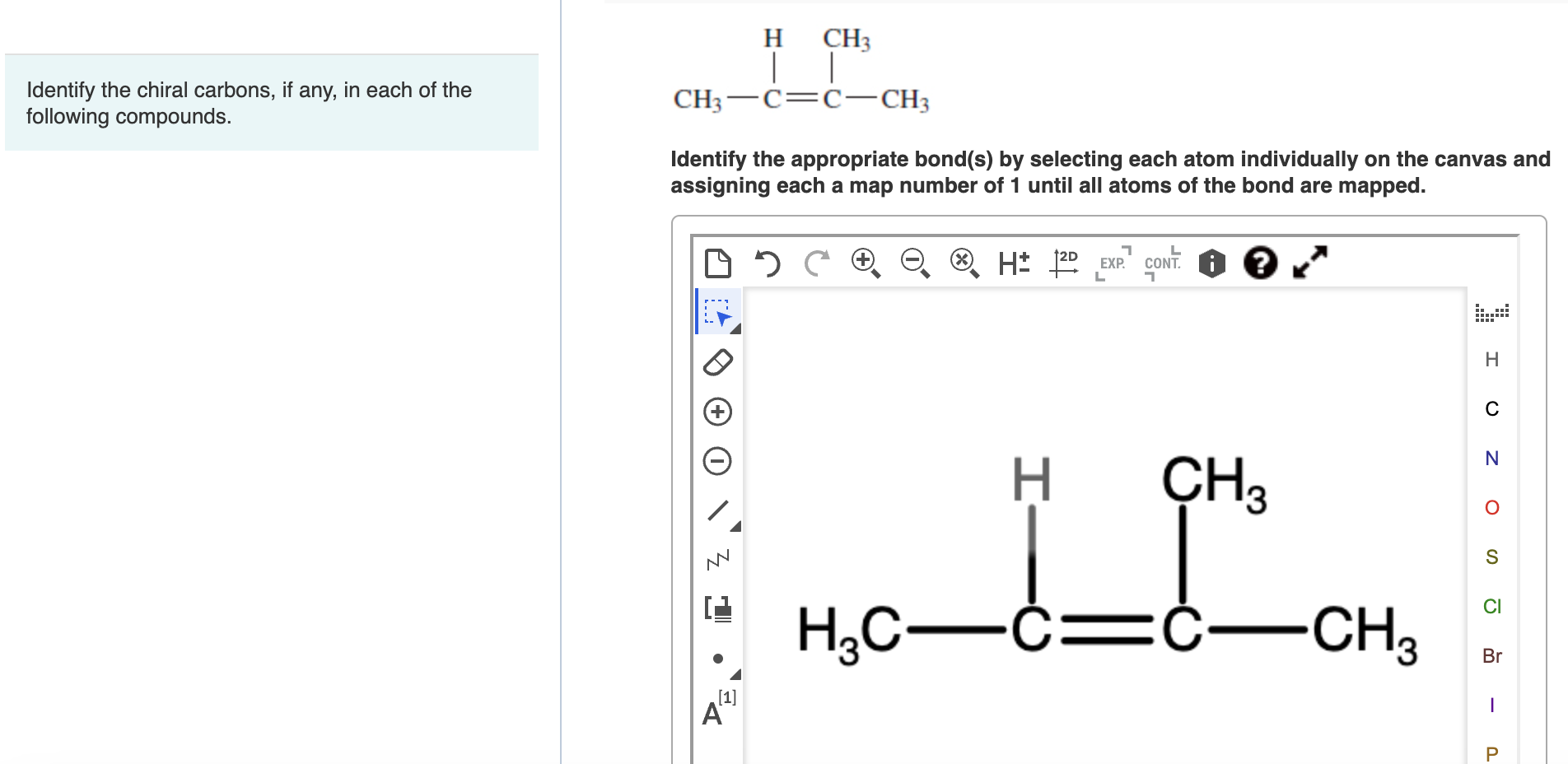 Solved Identify the chiral carbons, if any, in each of the | Chegg.com