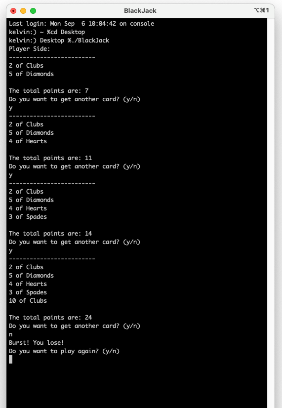 Solved Blackjack Card Game Create an object-oriented program | Chegg.com