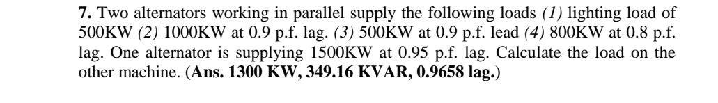 Solved 7. Two alternators working in parallel supply the | Chegg.com