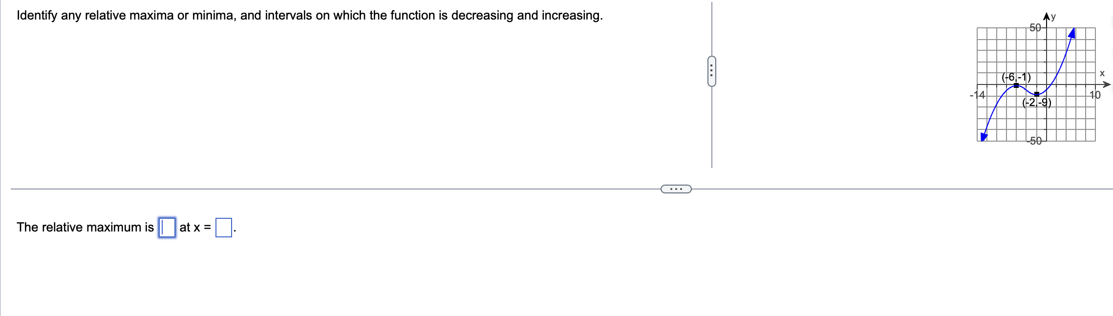 Solved The relative maximum is at x= | Chegg.com