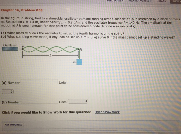 Solved In the figure, a string, tied to a sinusoidal | Chegg.com