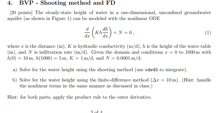 Solved 4. BVP - Shooting method and FD [20 points) The | Chegg.com