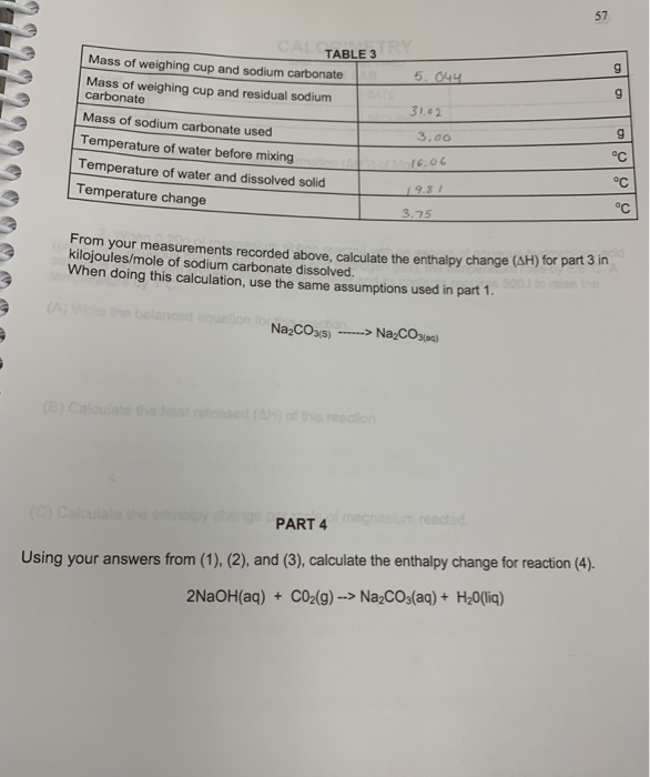 Solved CALORIMETRY CHM 1045L/CHM 1046L DATA SHEET DATE | Chegg.com