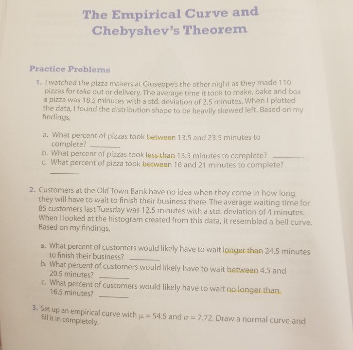 Solved The Empirical Curve and Chebyshev's Theorem Practice | Chegg.com