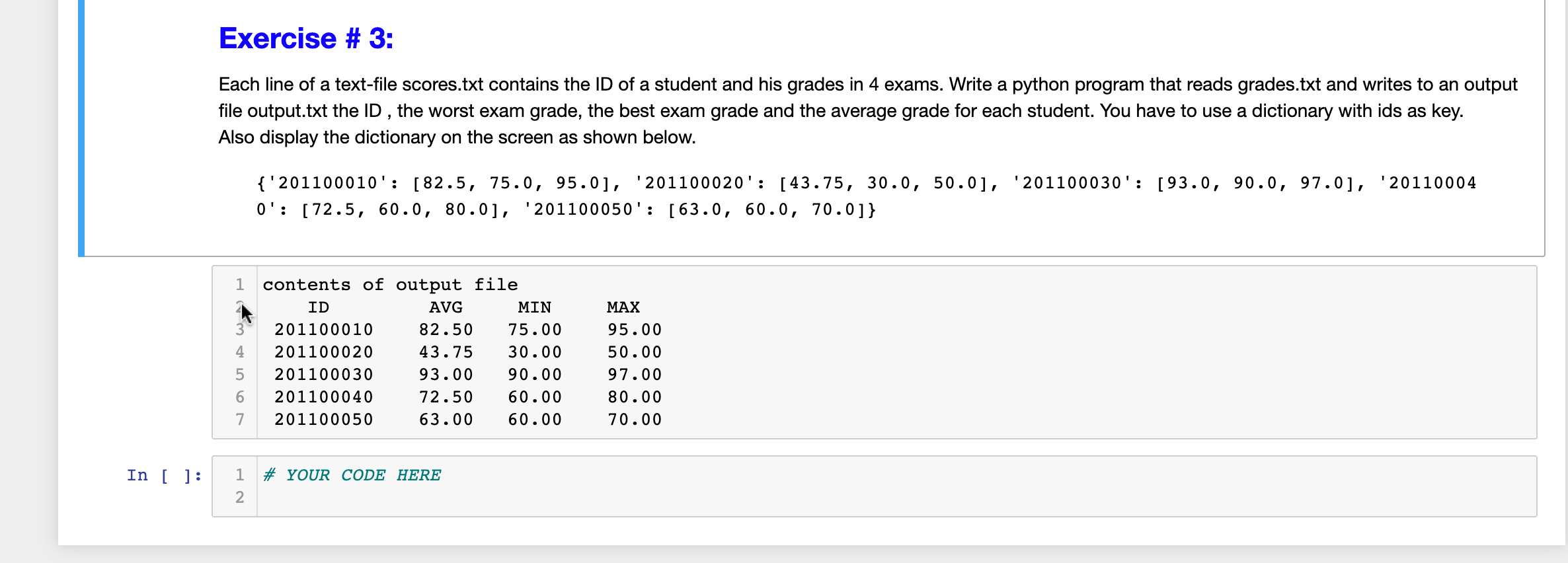 Solved Exercise # 3: Each line of a text-file scores.txt | Chegg.com