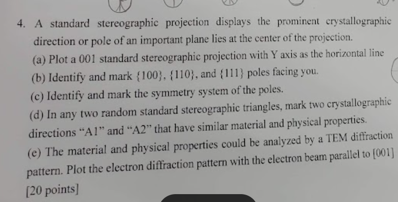 Solved 4. A standard stereographic projection displays the | Chegg.com