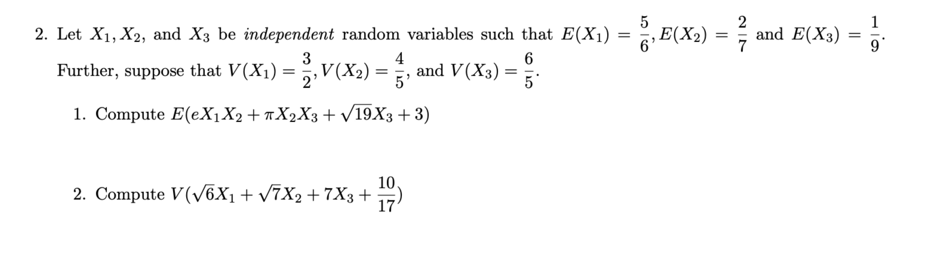 Solved Let x1,x2, ﻿and x3 ﻿be independent random variables | Chegg.com