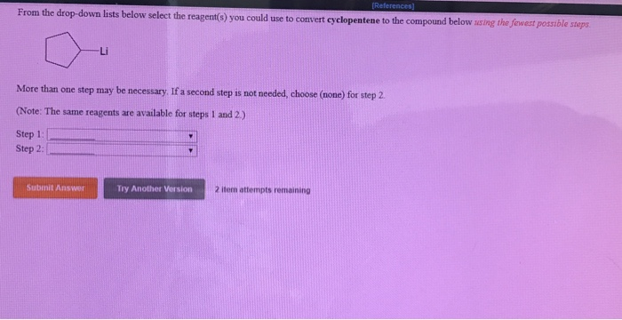 Solved From the drop-down lists below select the reagent(s) | Chegg.com