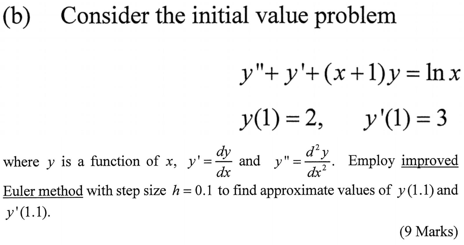 Solved (b) Consider the initial value problem y"+y'+(x+1)y = | Chegg.com