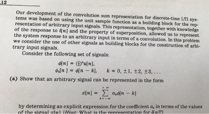 Solved Our development of the convolution sum representation | Chegg.com