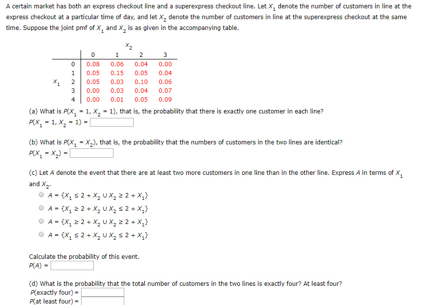 Solved A certain market has both an express checkout line | Chegg.com