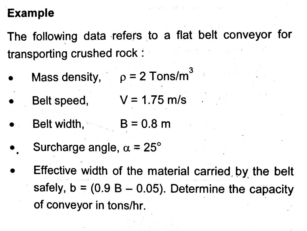 Solved The following data refers to a flat belt conveyor for | Chegg.com