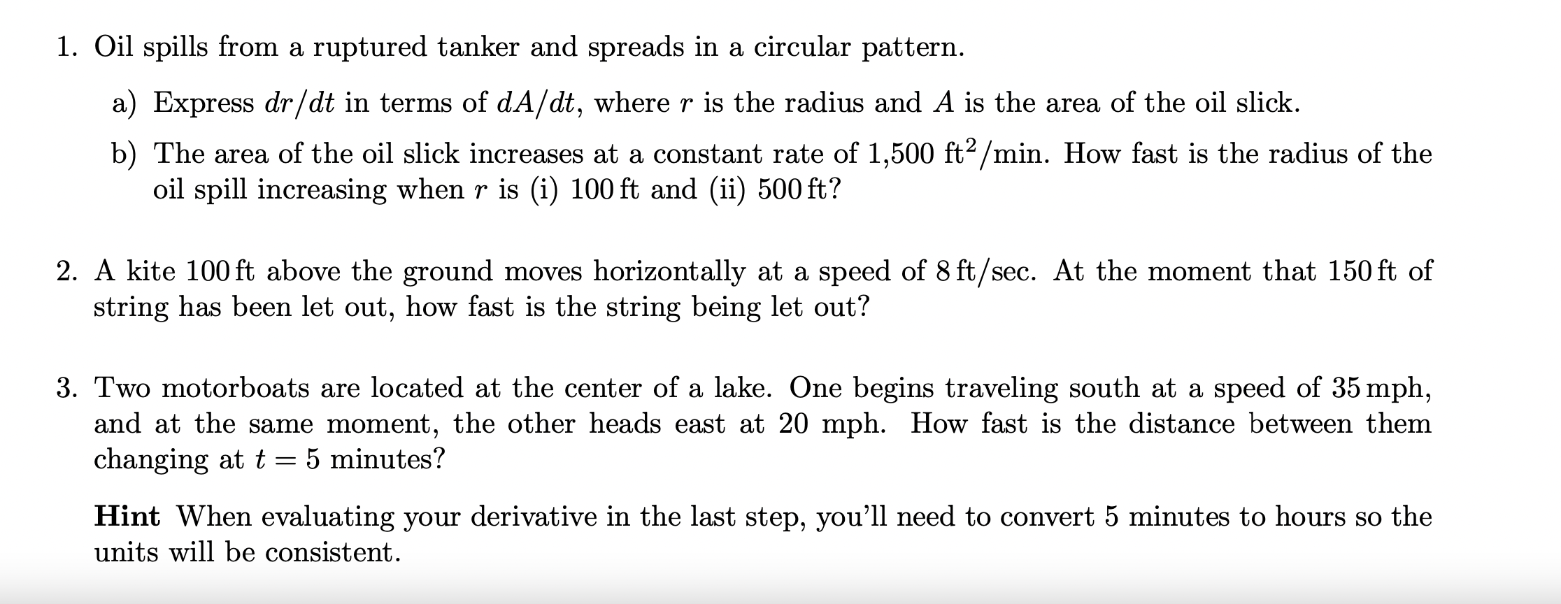 Solved 1. Oil spills from a ruptured tanker and spreads in a | Chegg.com