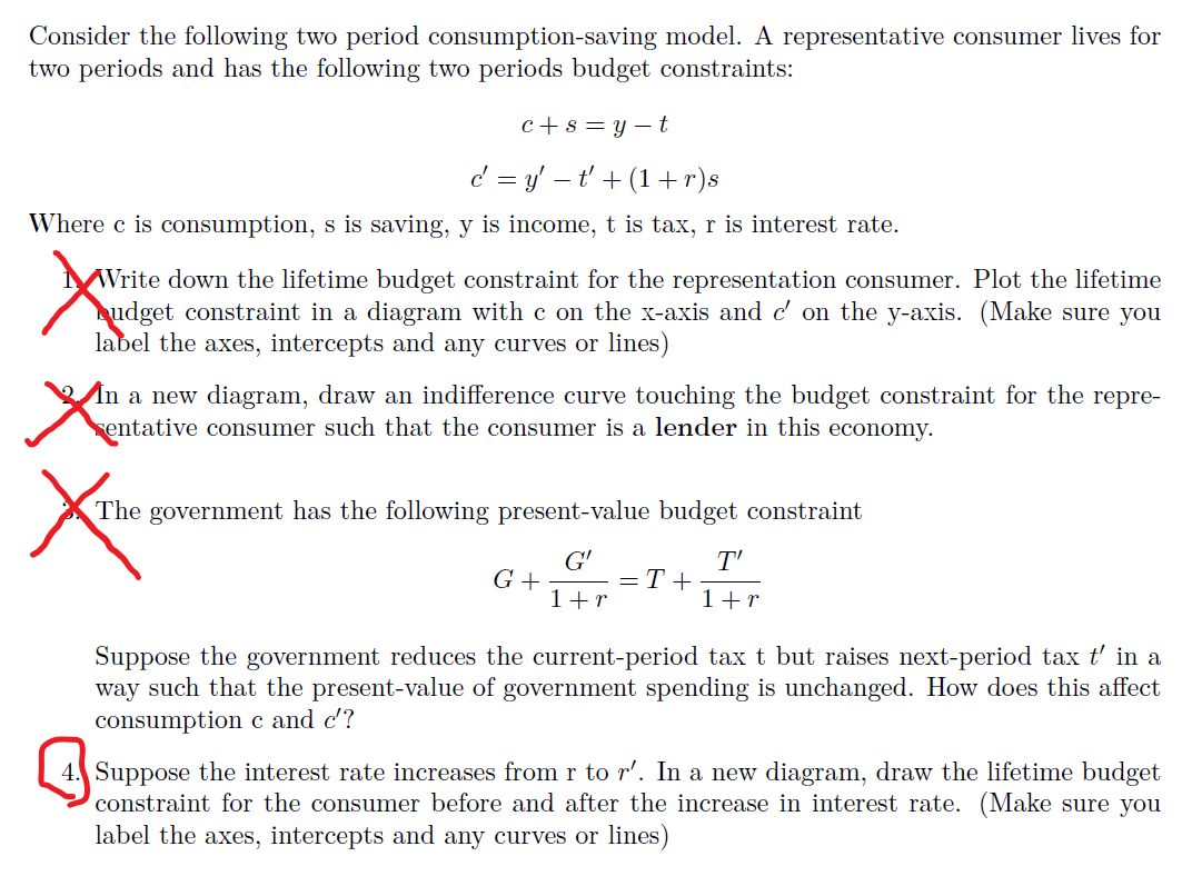 Consider the following two period consumption-saving | Chegg.com