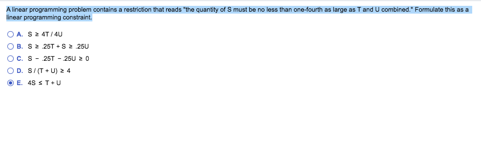 Solved A Linear Programming Problem Contains A Restriction 4655