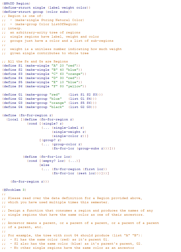 @HtDD Region) (define-struct single (label weight | Chegg.com