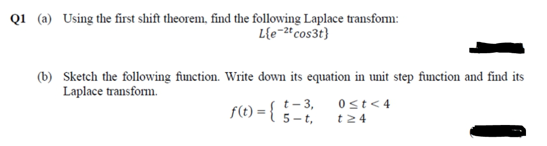 Solved Q1 (a) Using the first shift theorem, find the | Chegg.com