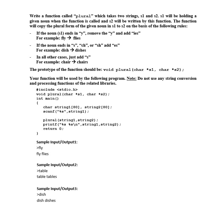 Solved Write a function called "plural" which takes two | Chegg.com