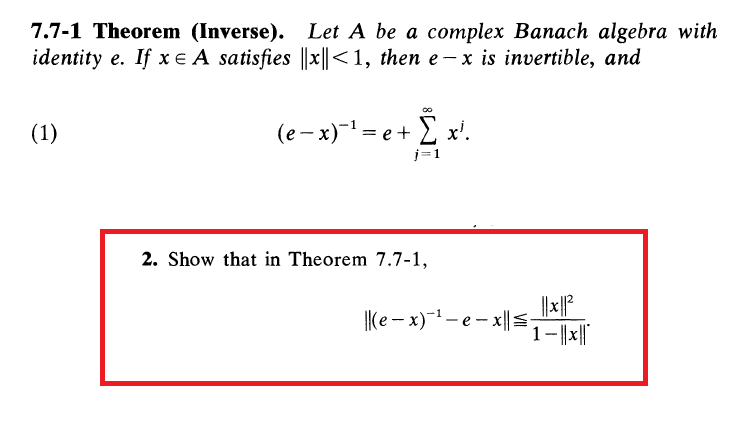 Solved 7.7-1 Theorem (Inverse). Let A be a complex Banach | Chegg.com