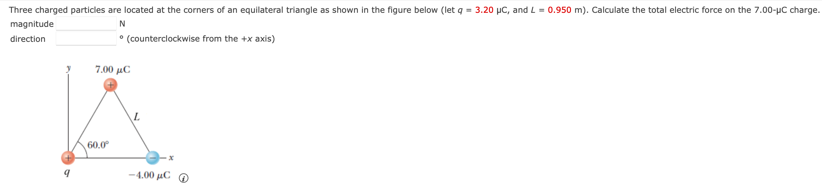 Solved magnitude N direction - (counterclockwise from the +x | Chegg.com