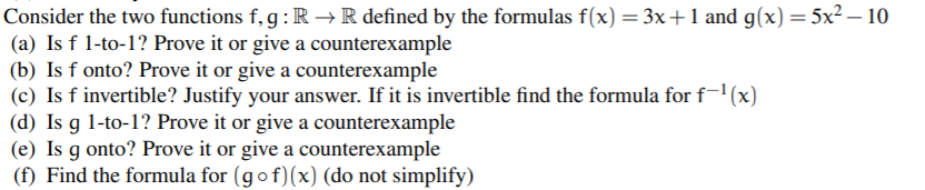 Solved Consider the two functions f,g: R + R defined by the | Chegg.com