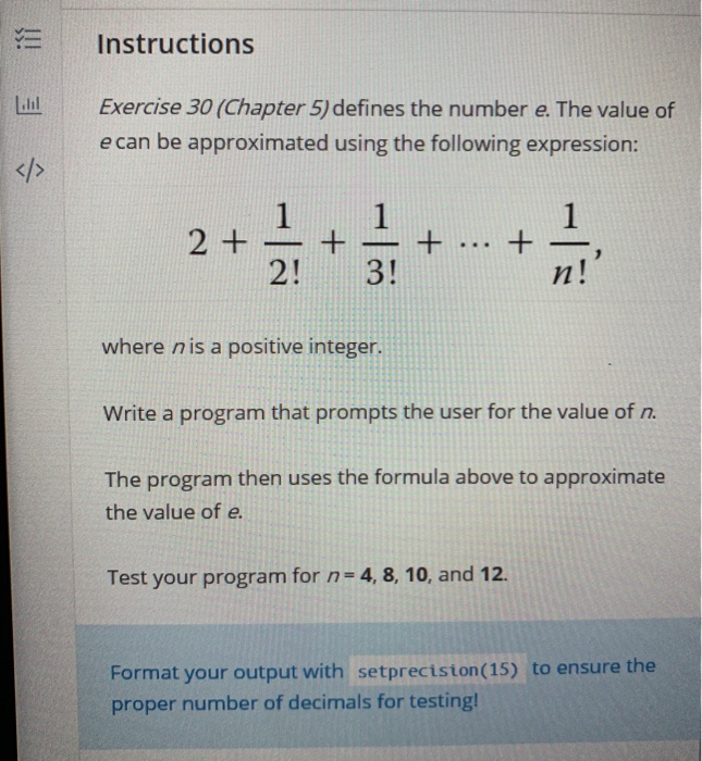 Solved Instructions uil Exercise 30 (Chapter 5) defines the | Chegg.com