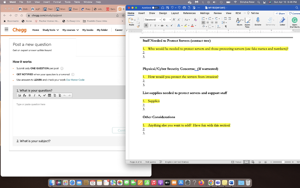 Word File Et View Insert Format Tools Table Window | Chegg.com