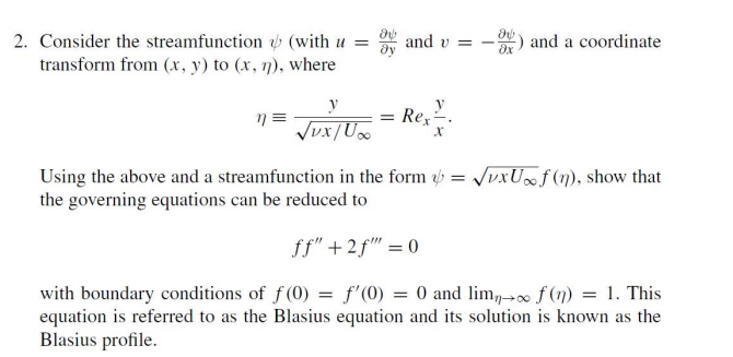 Consider the streamfunction ψ (with u=∂y∂ψ and | Chegg.com