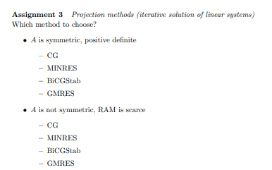 Solved Assignment 3 Projection methods (iterative solution | Chegg.com