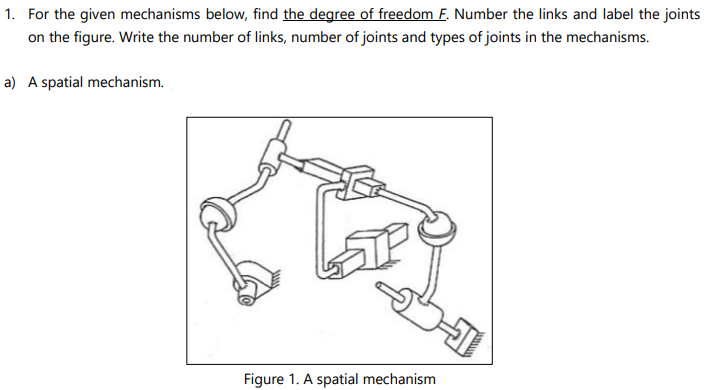 Solved 1. For the given mechanisms below, find the degree of | Chegg.com