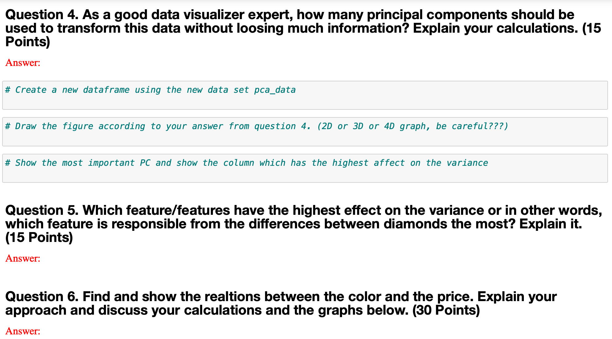 Solved In this project, you will use the diamonds dataset | Chegg.com