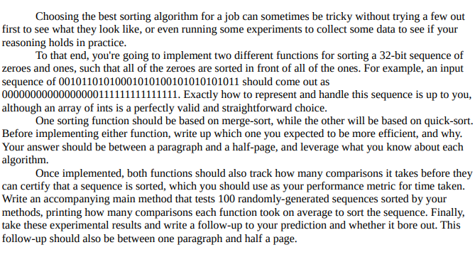 Solved Choosing the best sorting algorithm for a job can | Chegg.com
