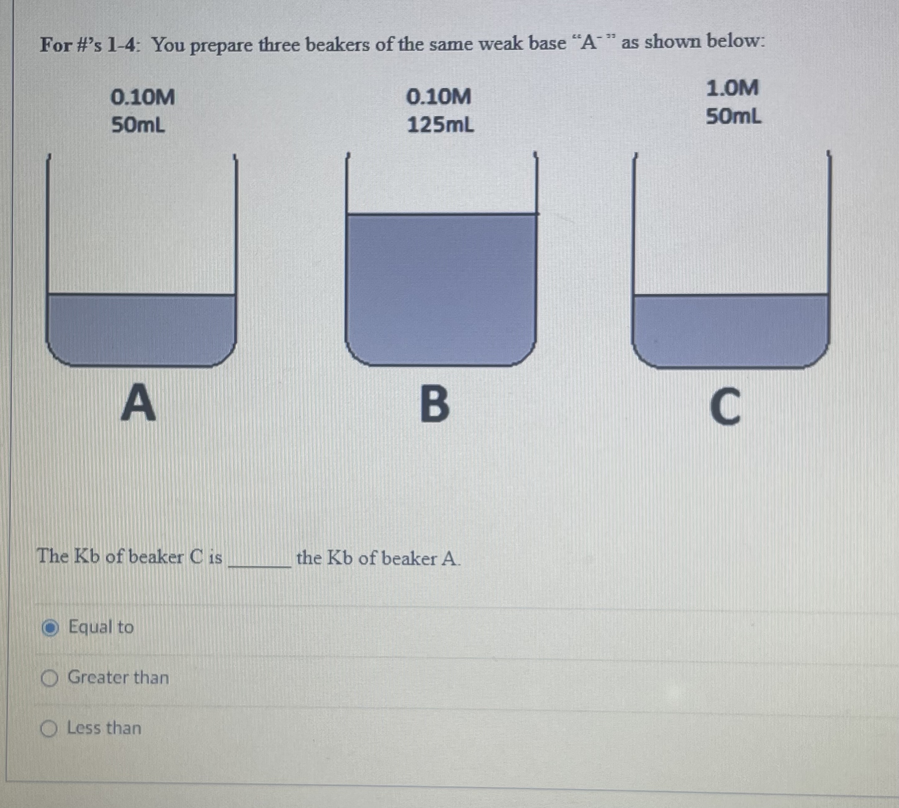 For \#'s 1-4: You prepare three beakers of the same | Chegg.com