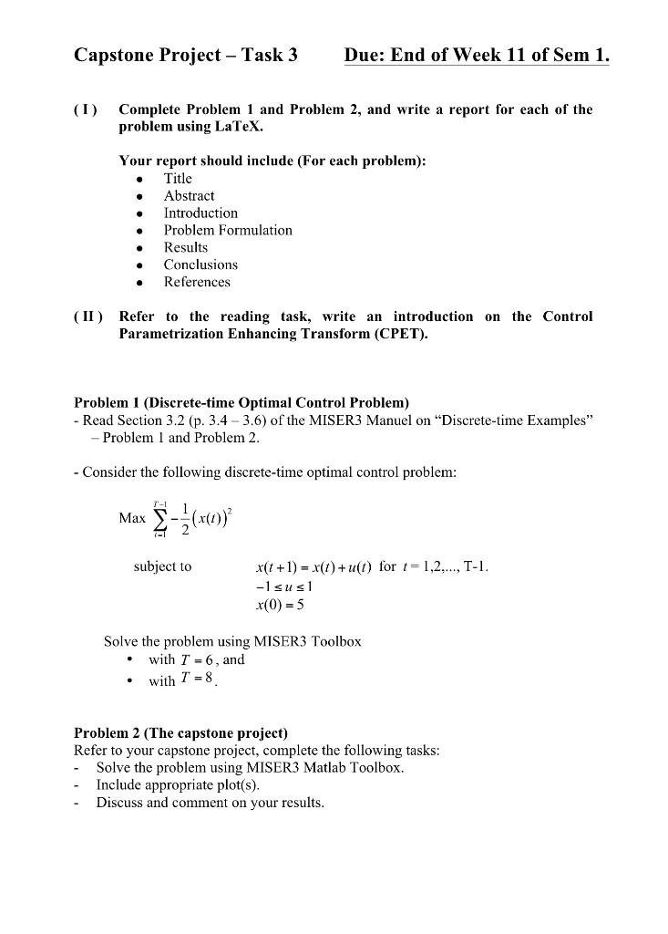 Capstone Project - Task 3 Due: End of Week 11 of Sem | Chegg.com