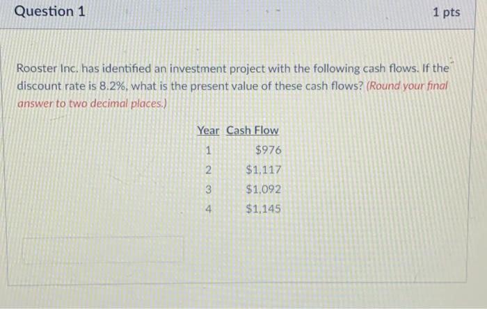 Solved Rooster Inc. has identified an investment project | Chegg.com