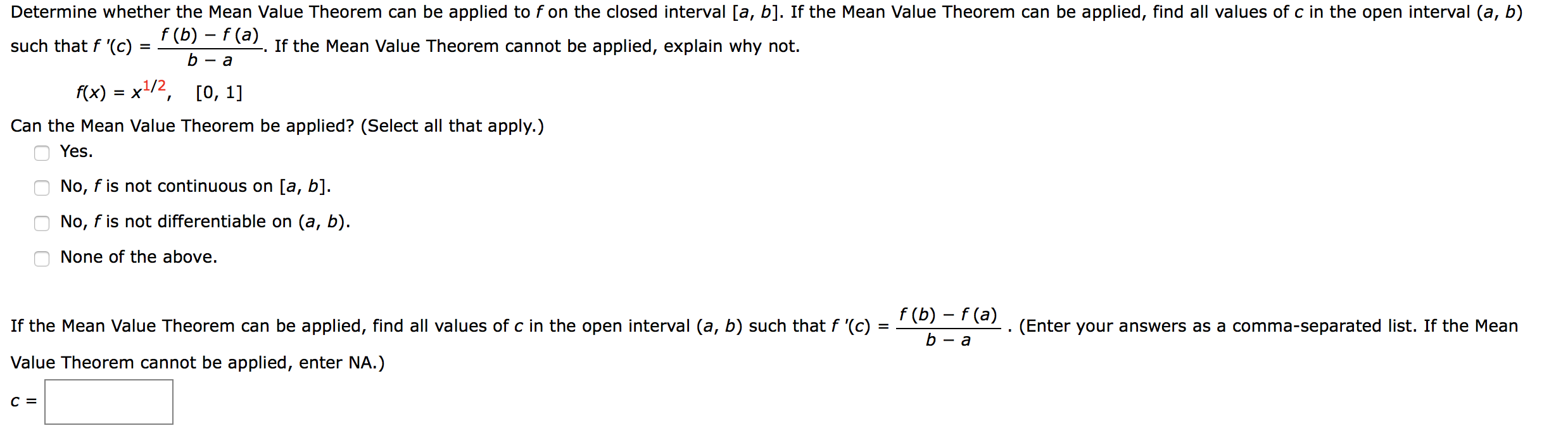 Solved Determine whether the Mean Value Theorem can be | Chegg.com