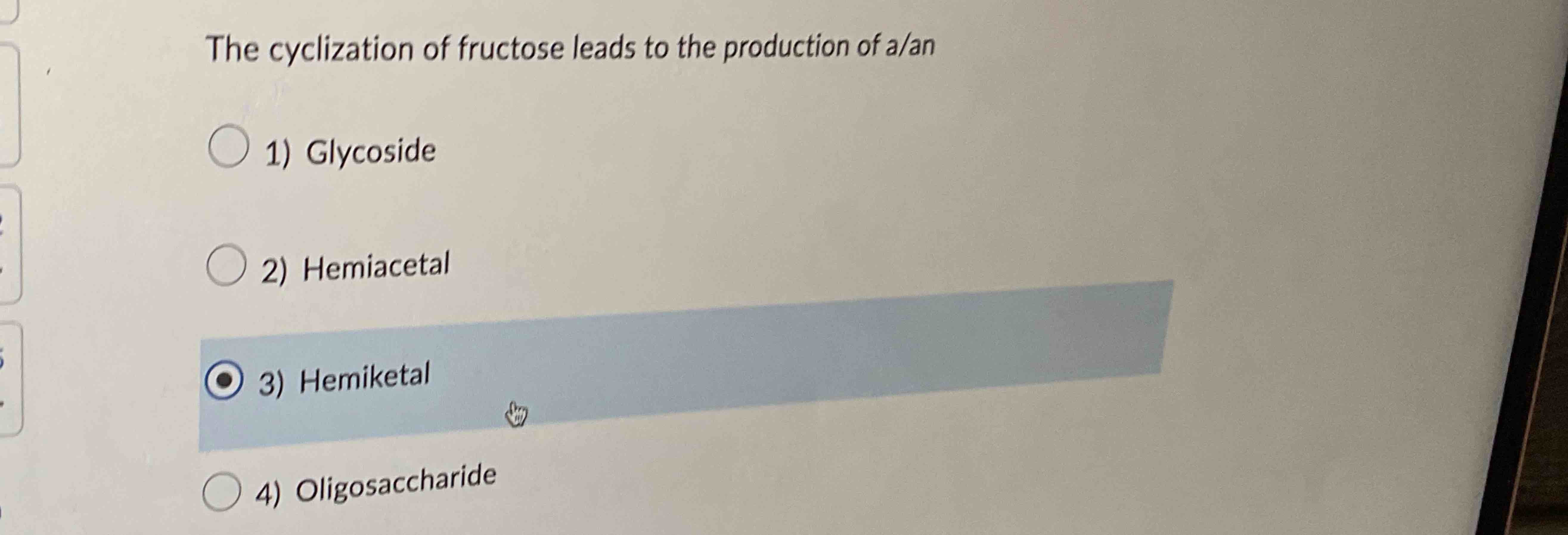 Solved The cyclization of fructose leads to the production | Chegg.com