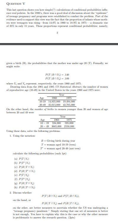 Question V This last question shows you how simple(?) | Chegg.com