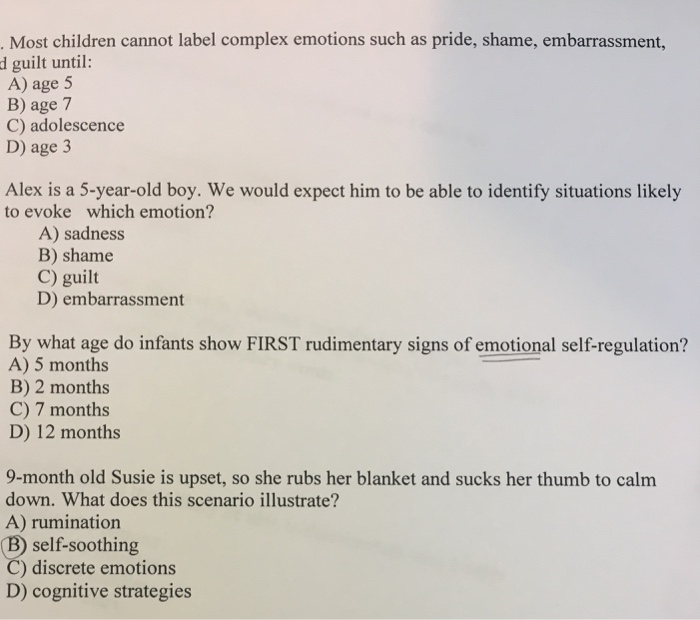 Solved Most Children Cannot Label Complex Emotions Such As Chegg