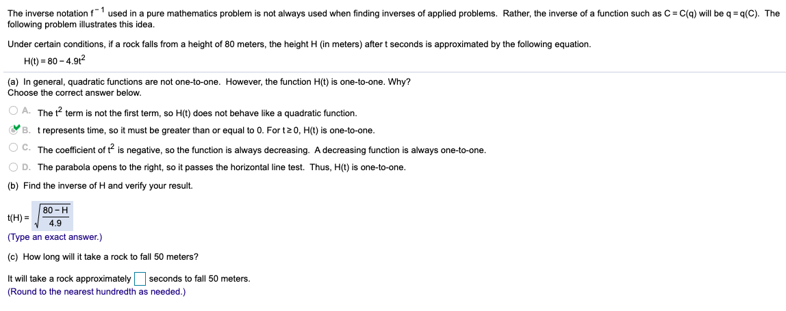 Solved The Inverse Notation F Used In A Pure Mathematics
