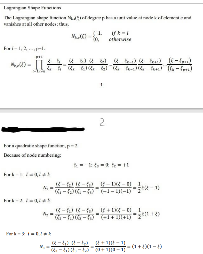 Solved Below is quadratic shape function , and what is | Chegg.com