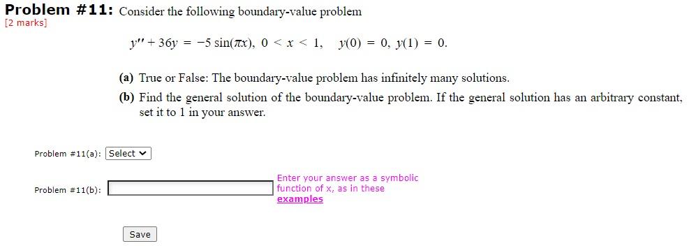 Solved Problem #11: Consider the following boundary-value | Chegg.com Solved Problem #11: Consider the following boundary-value | Chegg.com