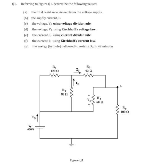 Solved Q1. Referring to Figure Q1, determine the following | Chegg.com