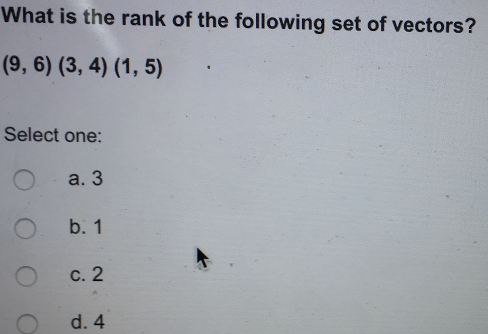 Solved what is the rank of the following set of | Chegg.com