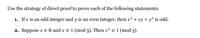 Solved Use the strategy of ﻿direct proof to ﻿prove each of | Chegg.com