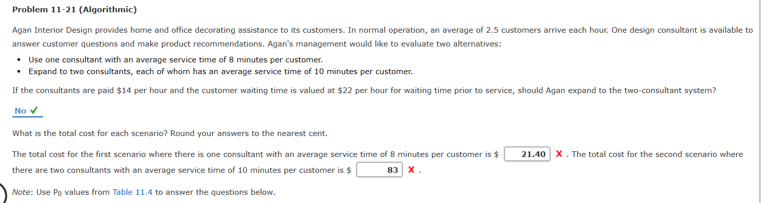 Problem 11-21 (Algorithmic) Agan Interior Design | Chegg.com