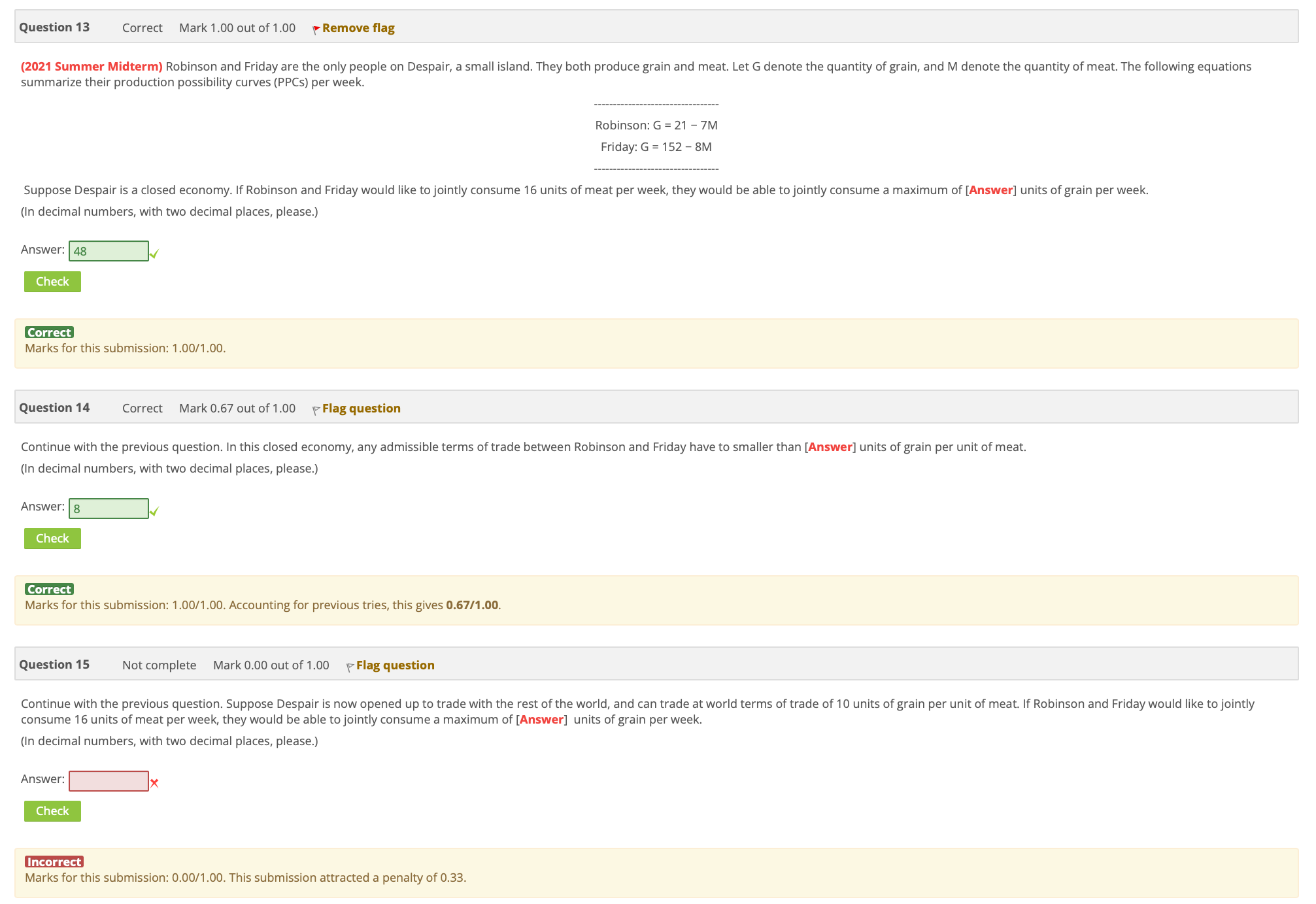 Solved summarize their production possibility curves (PPCs) | Chegg.com