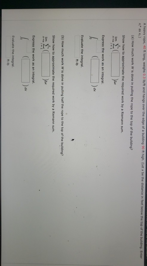 Solved A heavy rope, 40 ft long, weighs 0.3 lb/ft and hangs | Chegg.com