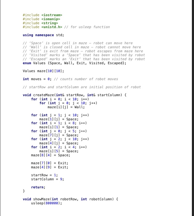 Solved Recursive Maze Copy the following code to your | Chegg.com